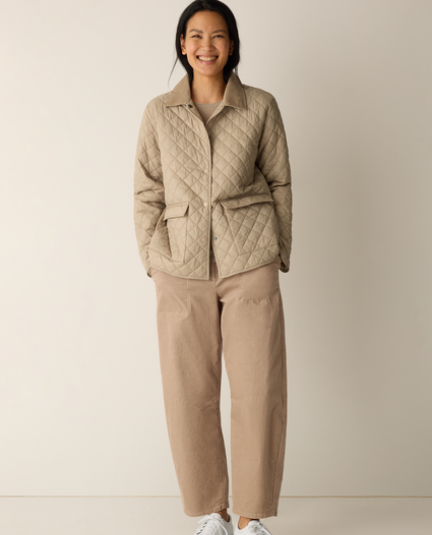 Eggshell Recycled Nylon Classic Collar Quilted Jacket – Walla Walla ...